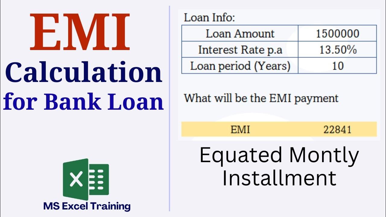 EMI Calculation in Excel | Equated Monthly Installment Payment for Bank ...