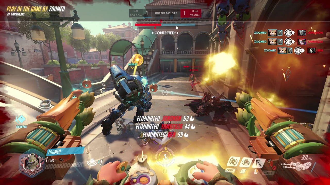 OVERWATCH: Reinhardt Earthshatter+Wrecking Ball Minefield Combo - YouTube