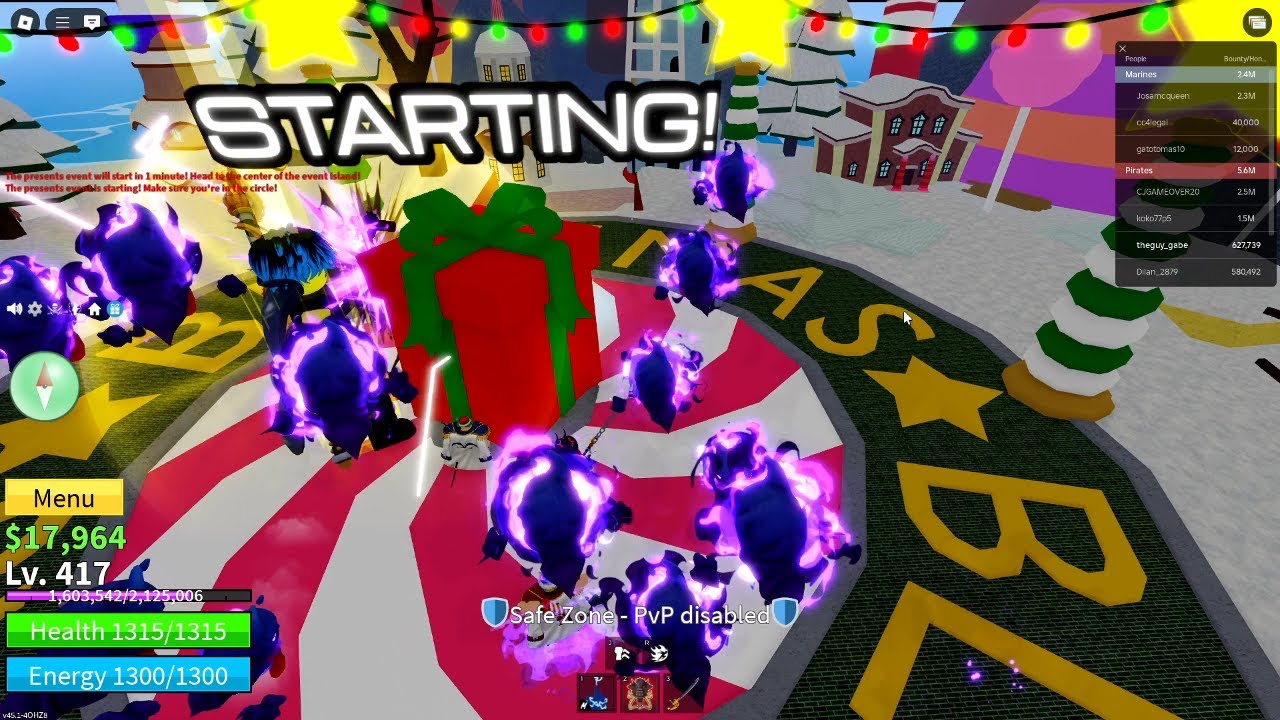 opening the gift in the BLOX FRUITS Christmas UPDATE! - YouTube