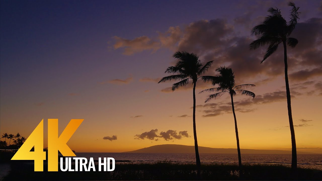 4K Nature Relax Video - Tropical Beach at Sunset - Kapalua Bay, Maui ...