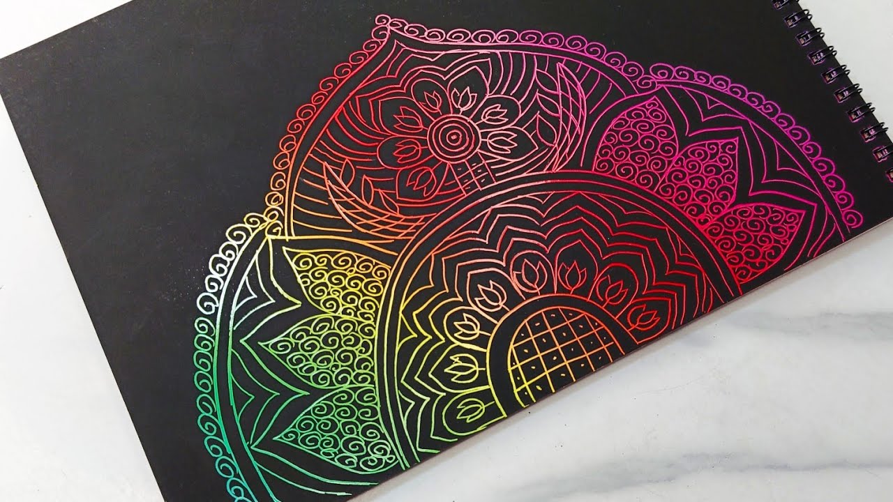How to draw mandala art scratch notebook // step by step - YouTube