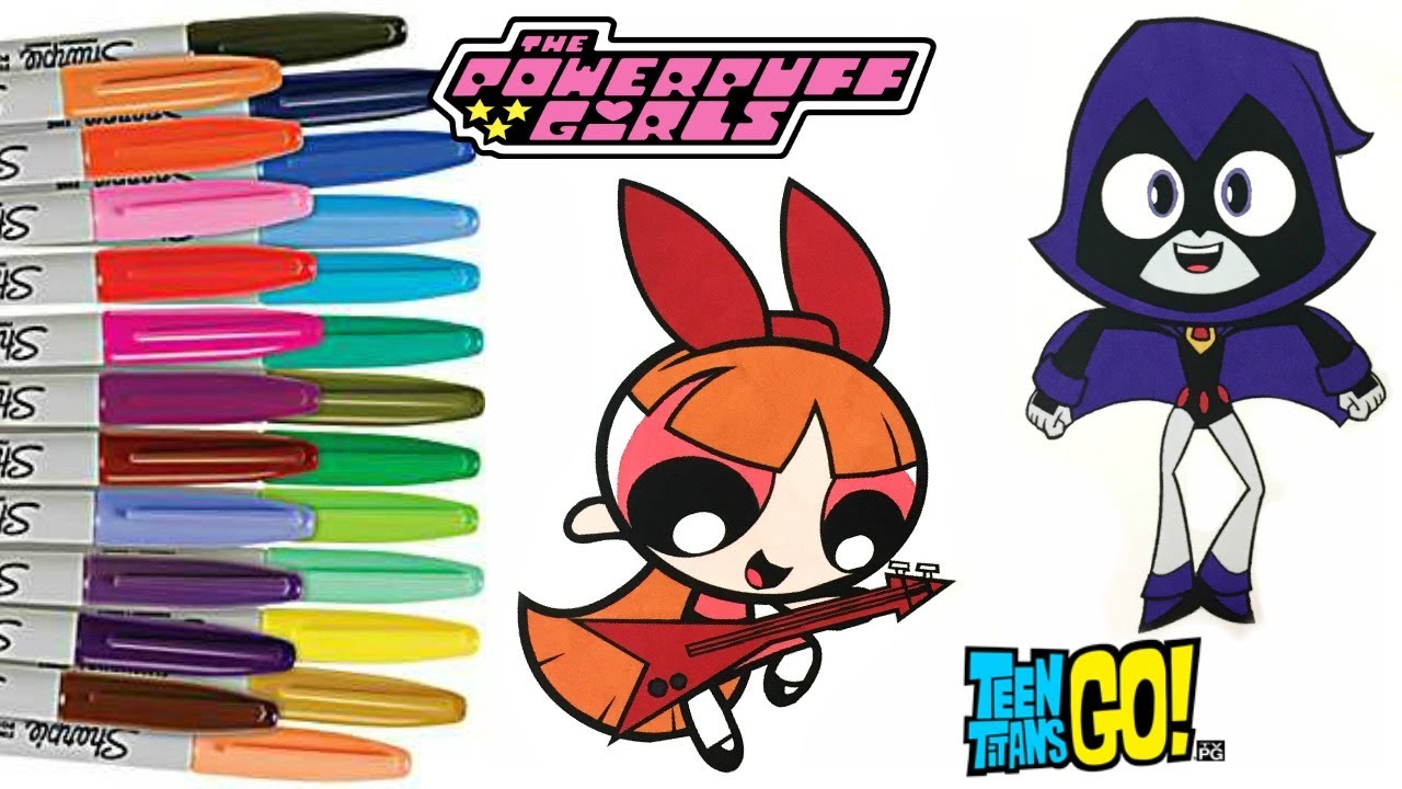 Powerpuff Girls Coloring Book Blossom Teen Titans GO Coloring Raven PPG ...