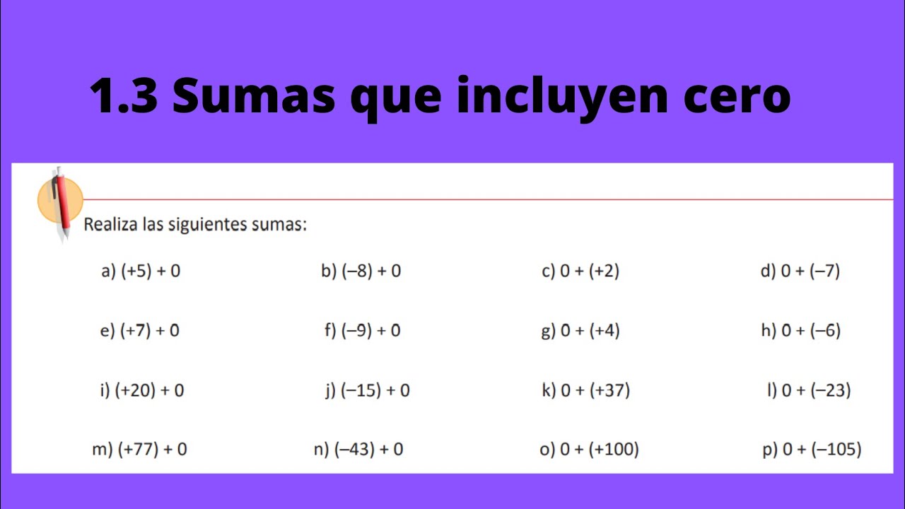 1.3 Sumas que incluyen cero |7° GRADO| unidad 2 - YouTube