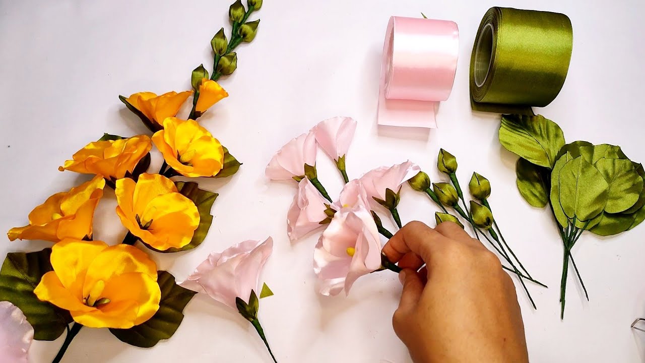 DIY|How To Make Satin Ribbon Flower Easy - YouTube