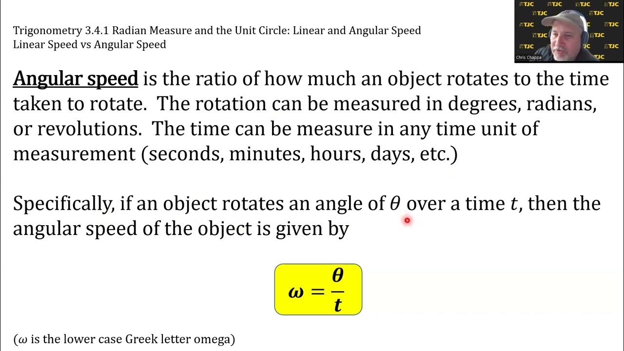 Trigonometry Video 3.4.1 Linear Speed vs Angular Speed - YouTube