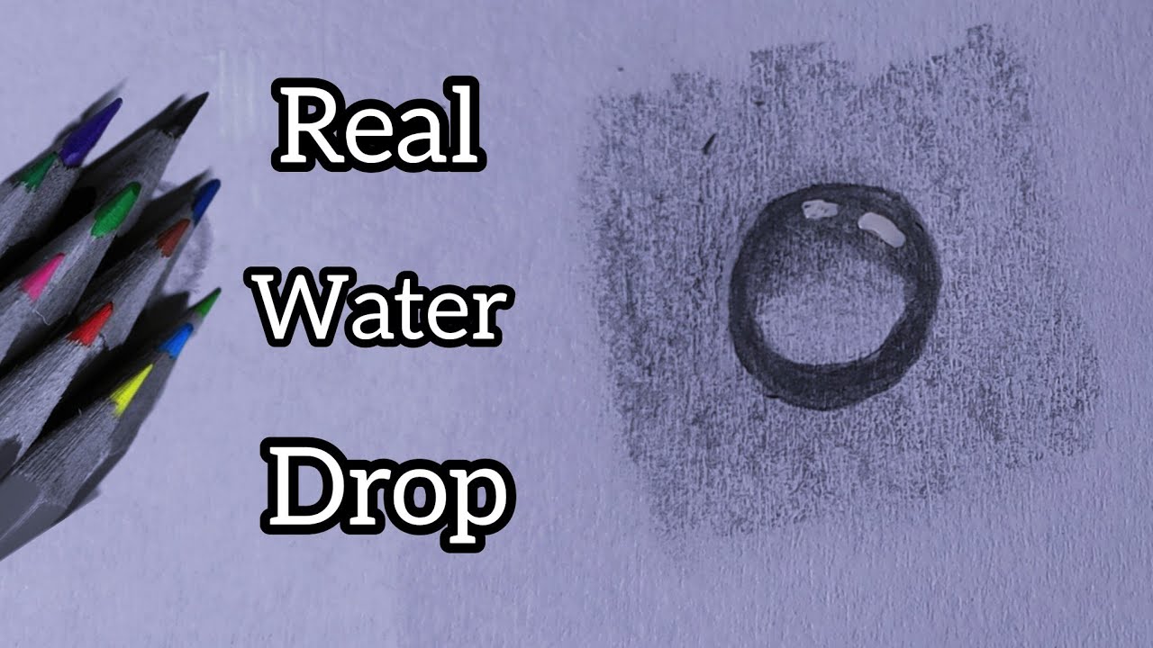 How to draw realistic water drop for beginners/ Easy 3D water drop drawing tutorial /pencil ...