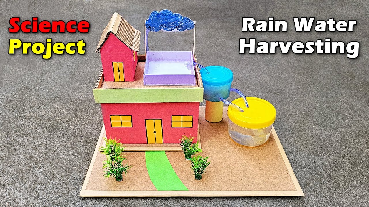 Rain water harvesting science project working model | Science ...