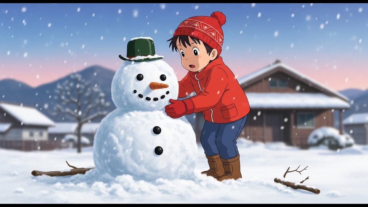 Yuki made a snowman l Rural life, Ghibli, daily life, lofi piano - YouTube