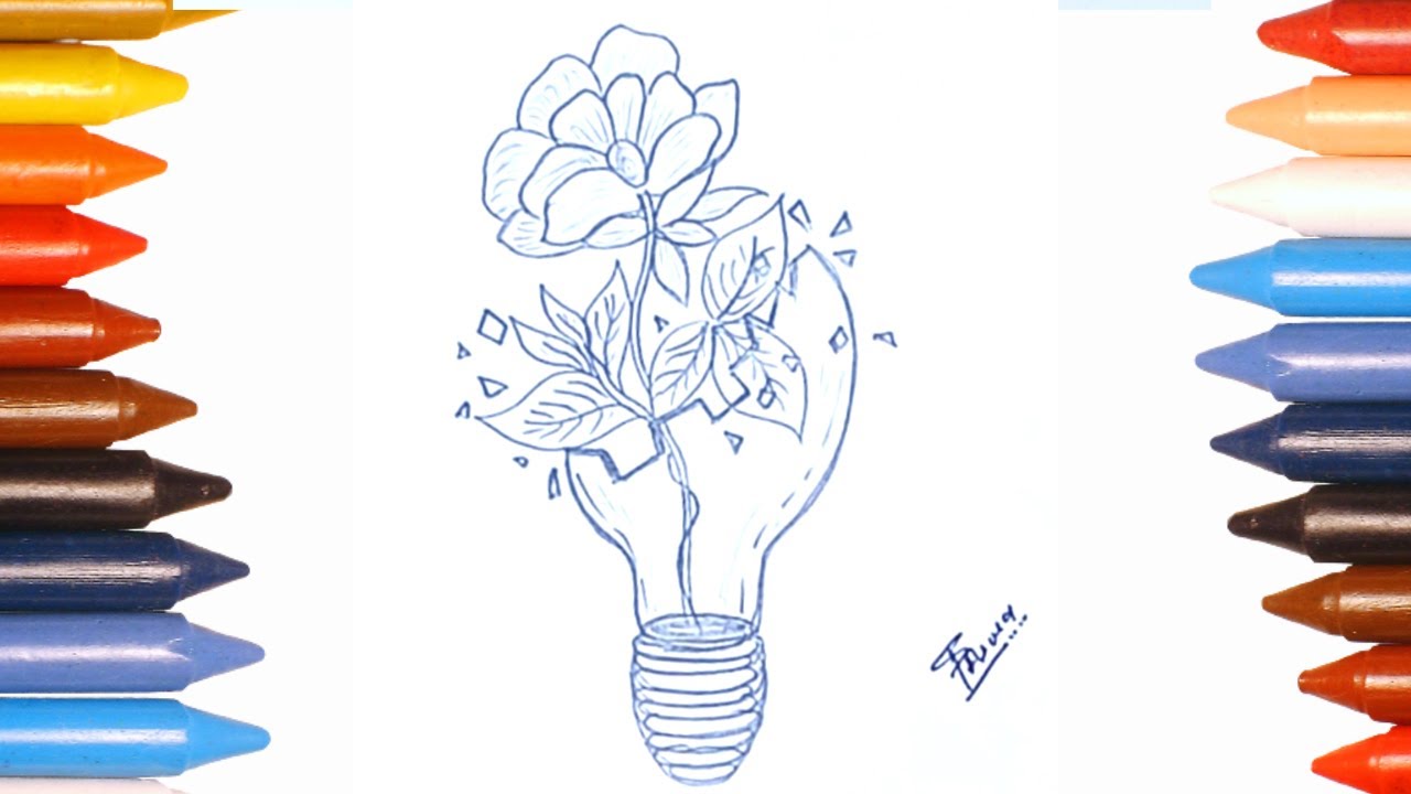 Flowers can bloom anywhere even in a bulb | How to draw a beautiful ...