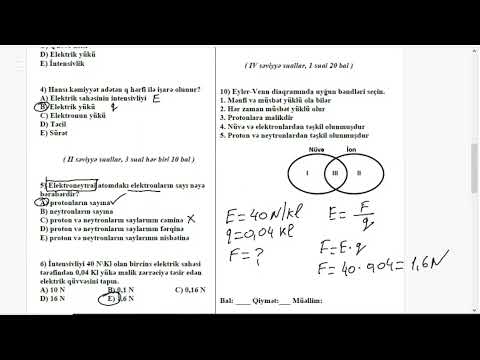 7-ci sinif KSQ 4 A Variantı Fizika (2-ci Hissə ilk bölmə)