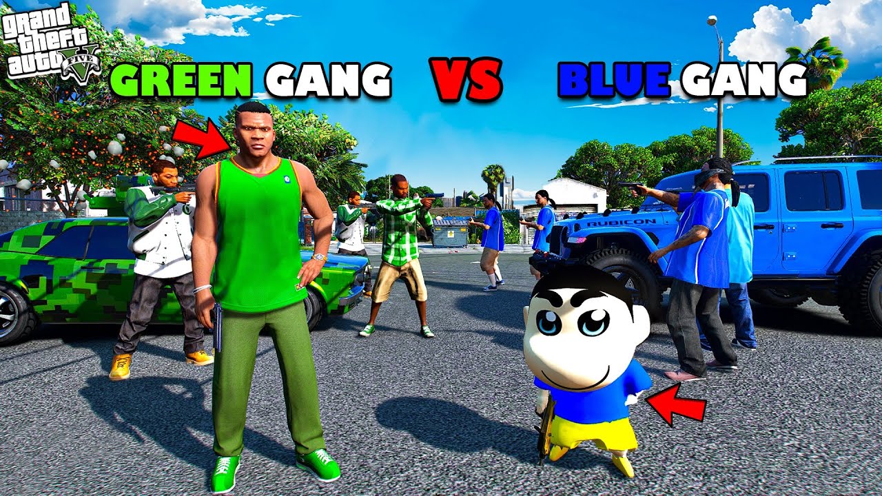 Franklin Starts His GREEN GANG to Battle With BLUE GANG in GTA 5! Epic ...