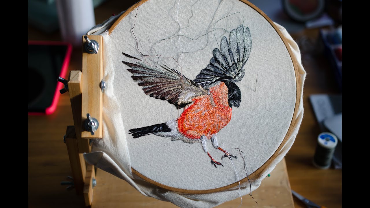 Hand embroidered bird in progress | Ave bordada en proceso - YouTube