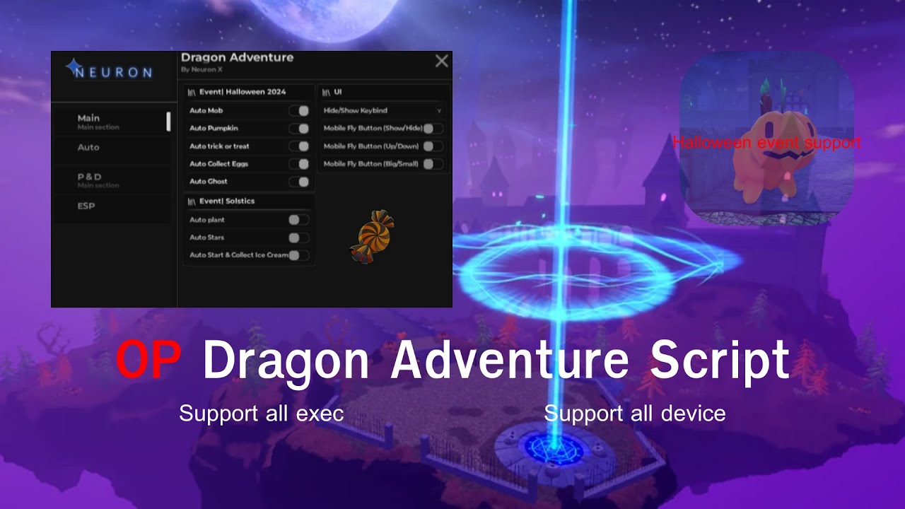 [Free] Dragon Adventure Halloween script (Auto everything, esp, godmode ...
