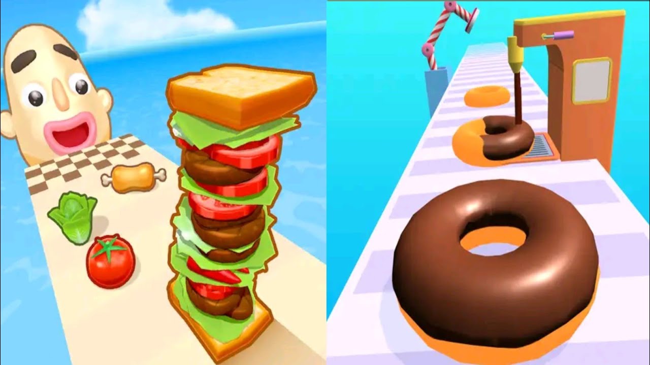 Sandwich Runner VS Sweet Donut Cake Run Stack - All Levels SpeedRun Gameplay Android iOS - YouTube
