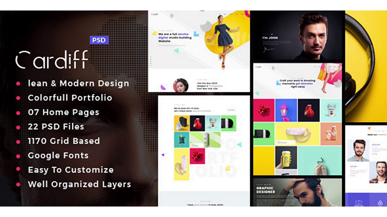 Cardiff Colorful Minimal Portfolio | Themeforest Website Templates and ...
