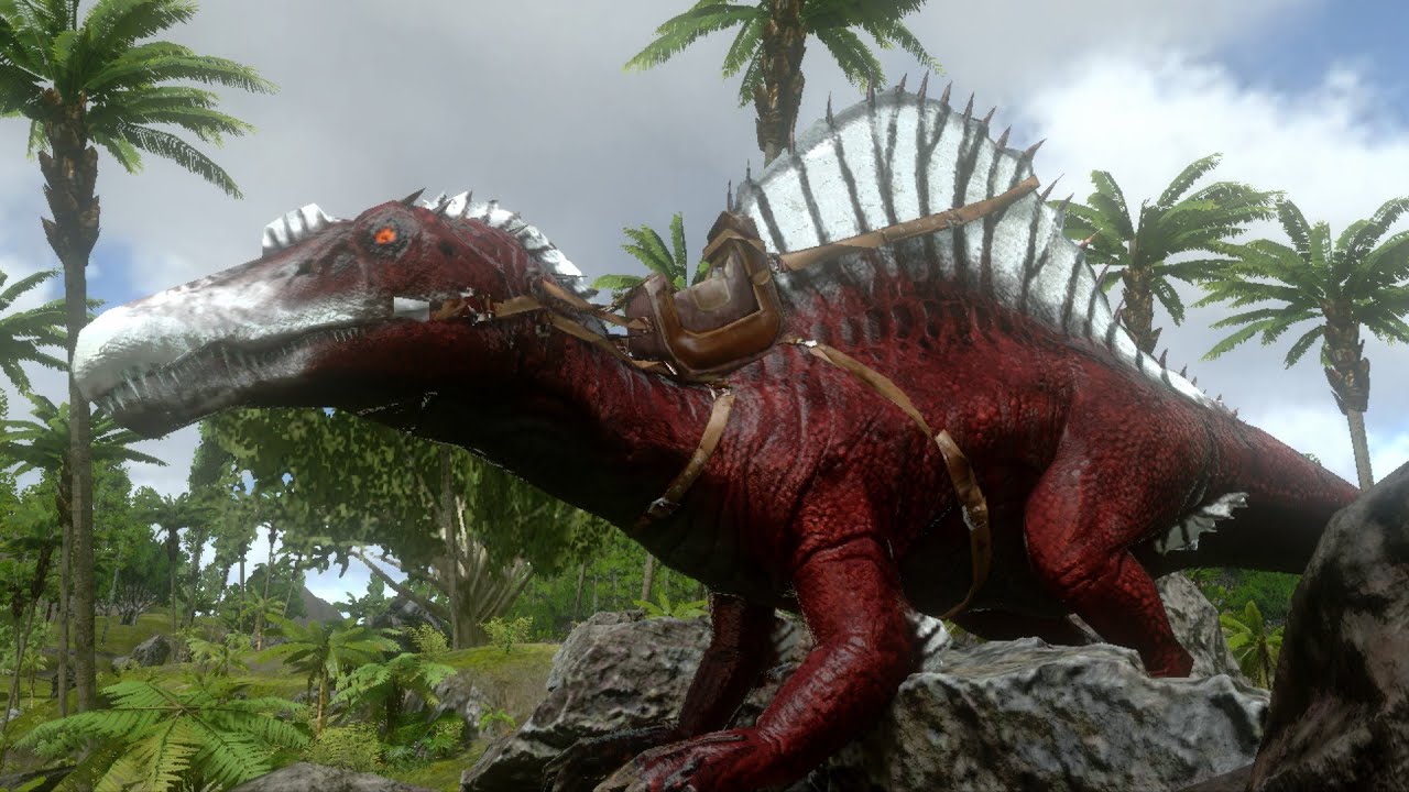 ark mobile spinosaurus high level team wood pillar trap - YouTube
