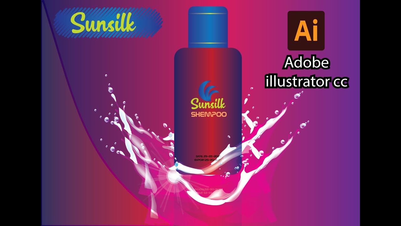 sunsilk shampoo packaging design in illustrator - YouTube