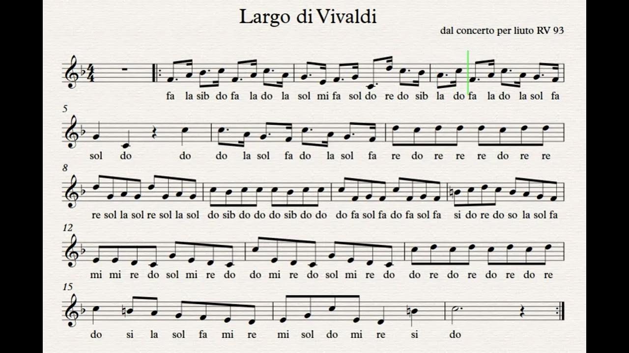LARGO di VIVALDI - Concerto per liuto RV 93 - FREE PDF . Spartito facile - Flauto dolce ...