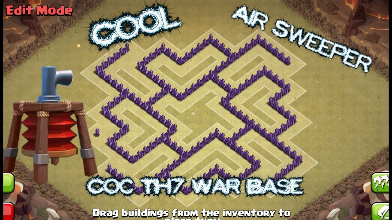 Coc Cool Th7 War Base With Air Sweeper||||تصميم كلاش تاون هول 7 للحرب ...