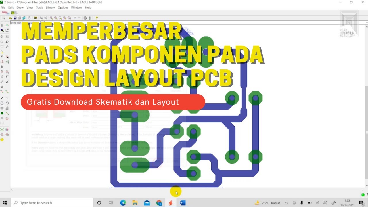 Belajar Eagle - Cara Memperbesar Pad Komponen Pada Design Layout Eagle ...