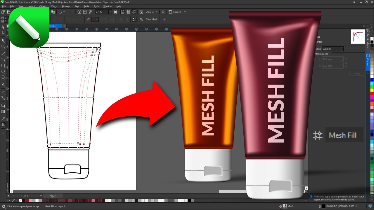 CorelDRAW: The Secret to Glossy 3D Mesh Effects - YouTube