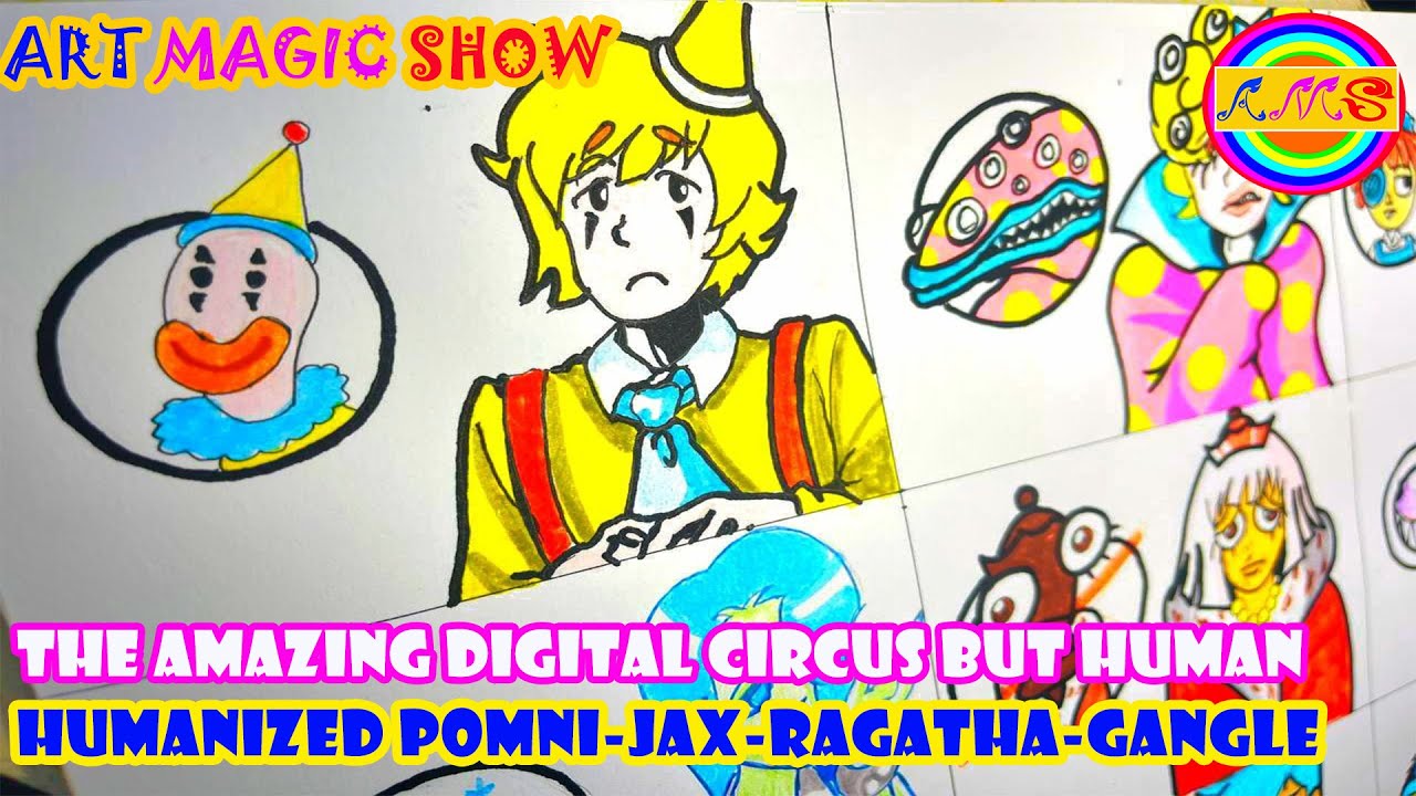#011 [Drawing] Digital Circus But Human 03: Humanized Kaufmo, Gloink ...