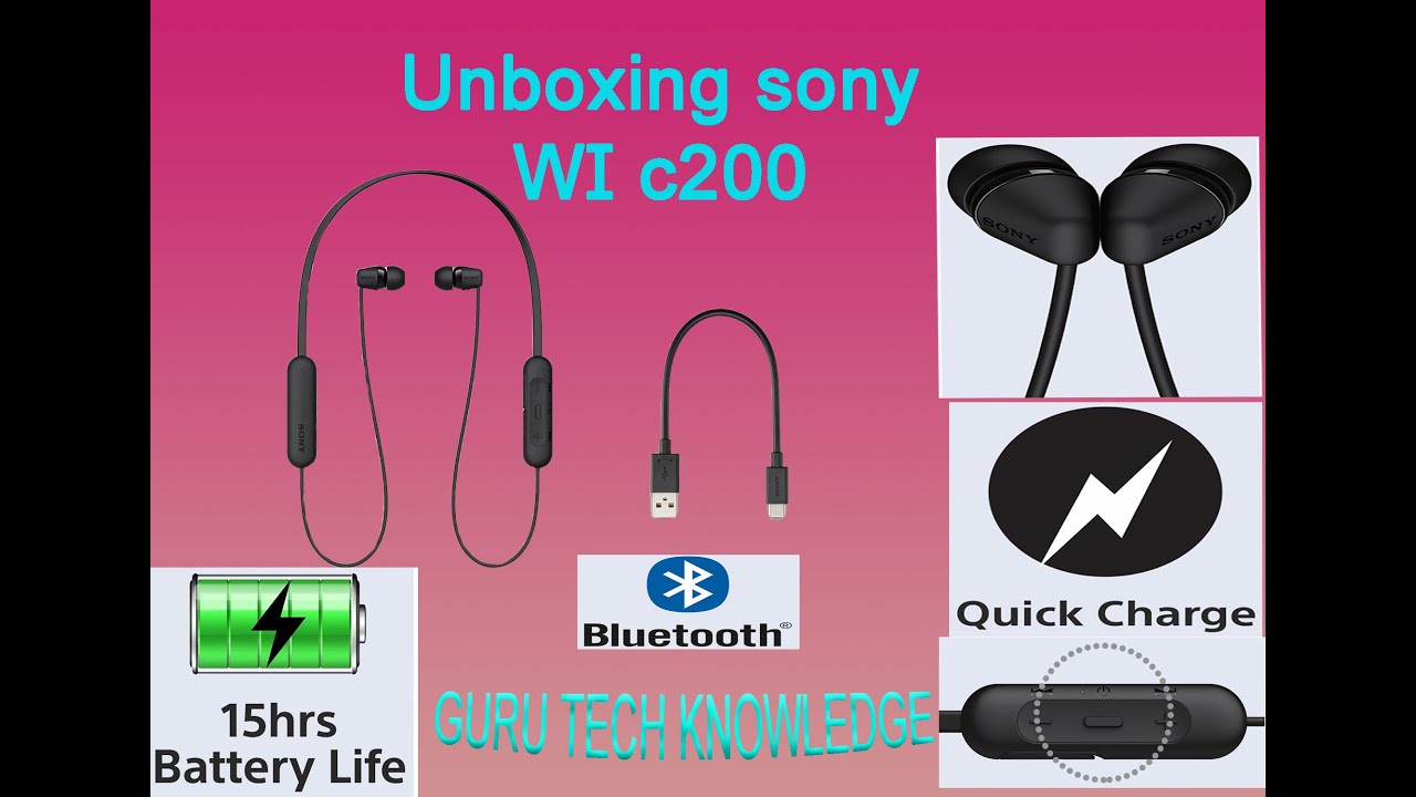 Sony WI-C200 Wireless Ear Headphones Unboxing-15 Hours Battery Life in ...