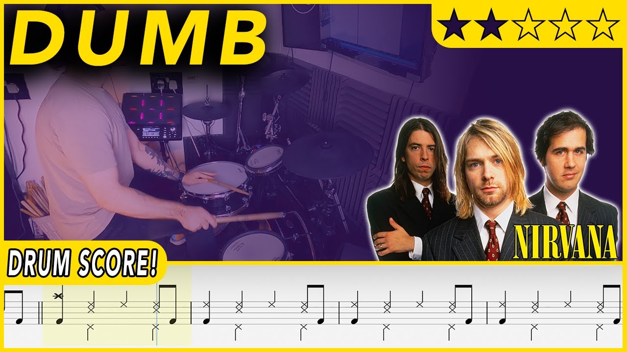 Dumb - Nirvana | DRUM SCORE Sheet Music | #555 DRUMSCRIBE - YouTube