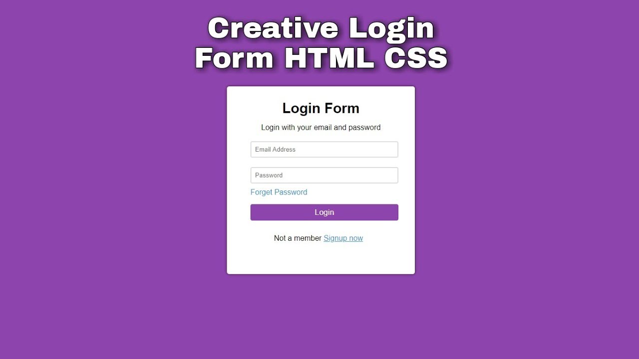 Creative Login Form HTML CSS only - YouTube