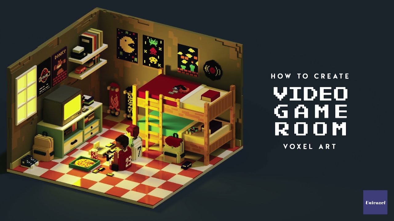 How to create Video Game Room | Voxel art - YouTube