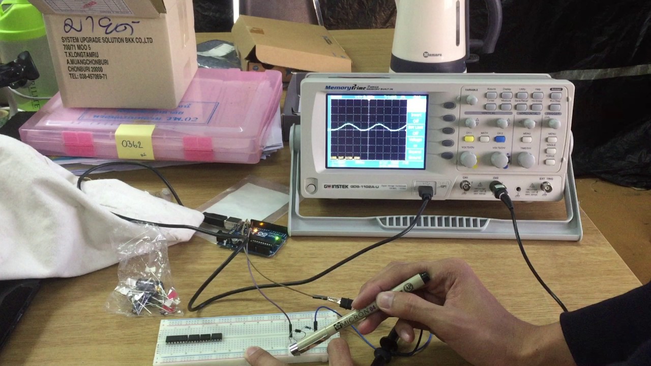 piezoelectric film test (w/ circuit and pen) - YouTube