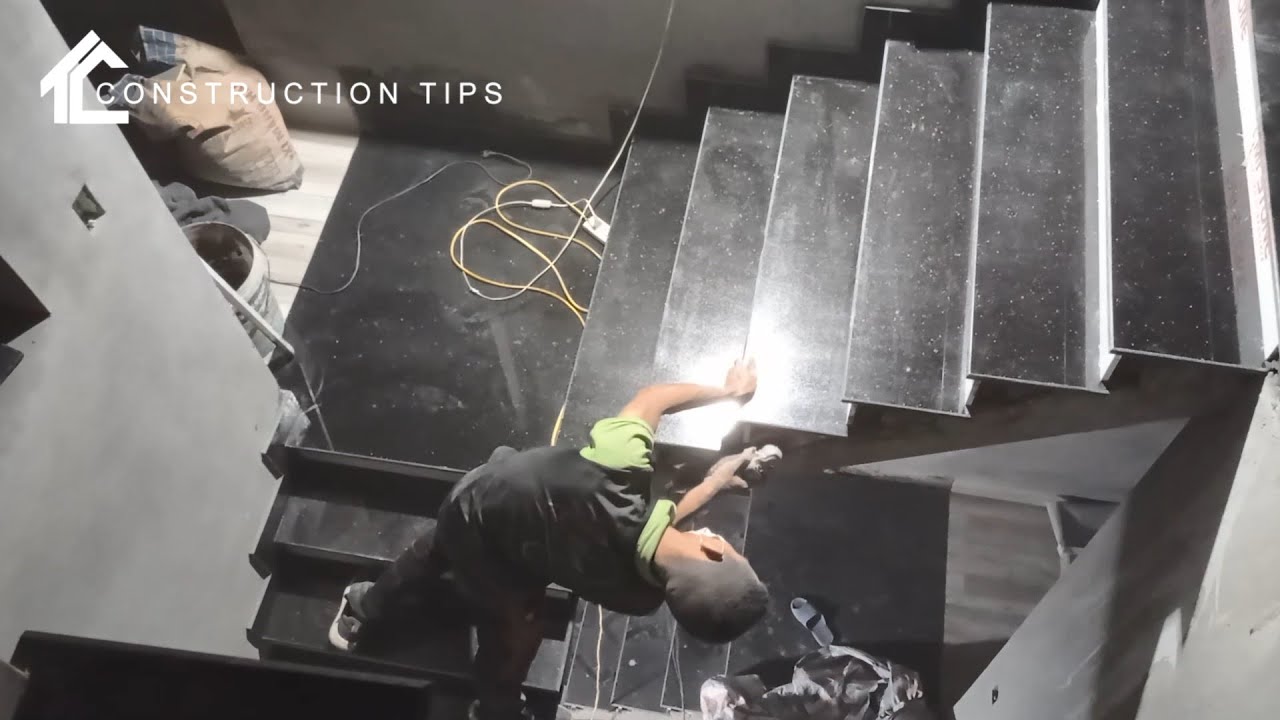 The construction process of 3-storey stairs made of rhinestones - YouTube