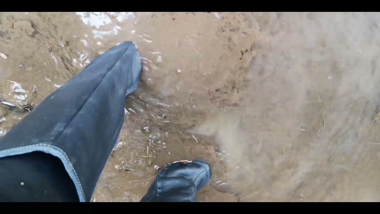 Geox boots stuck in mud - YouTube