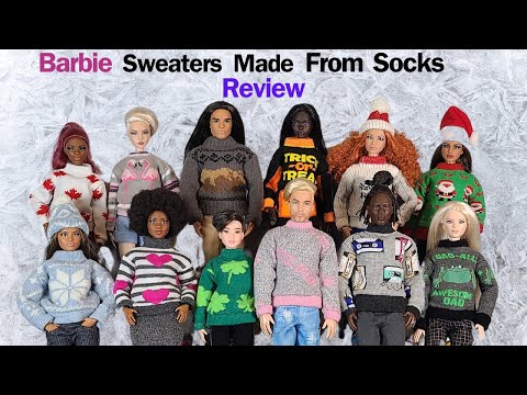 Barbie Sweaters Made From Socks - Review - #diybarbieclothes #barbieclothes