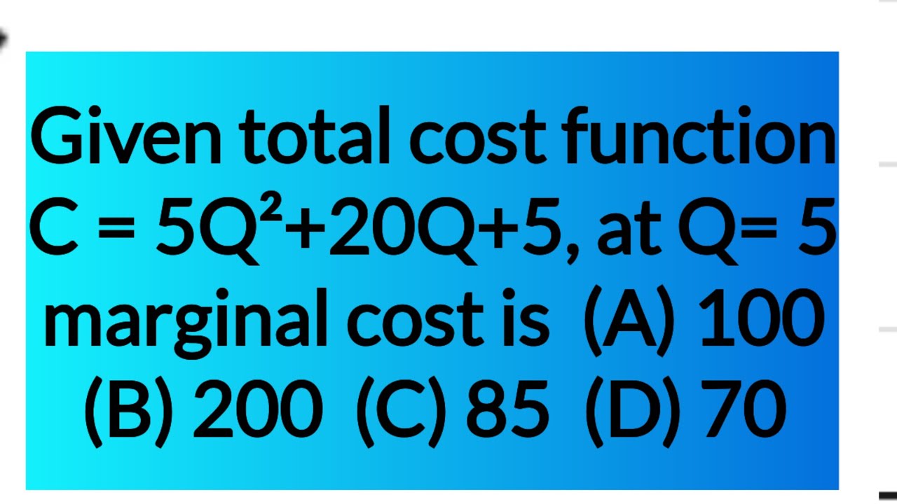 how to find marginal cost from total cost function. calculus - YouTube