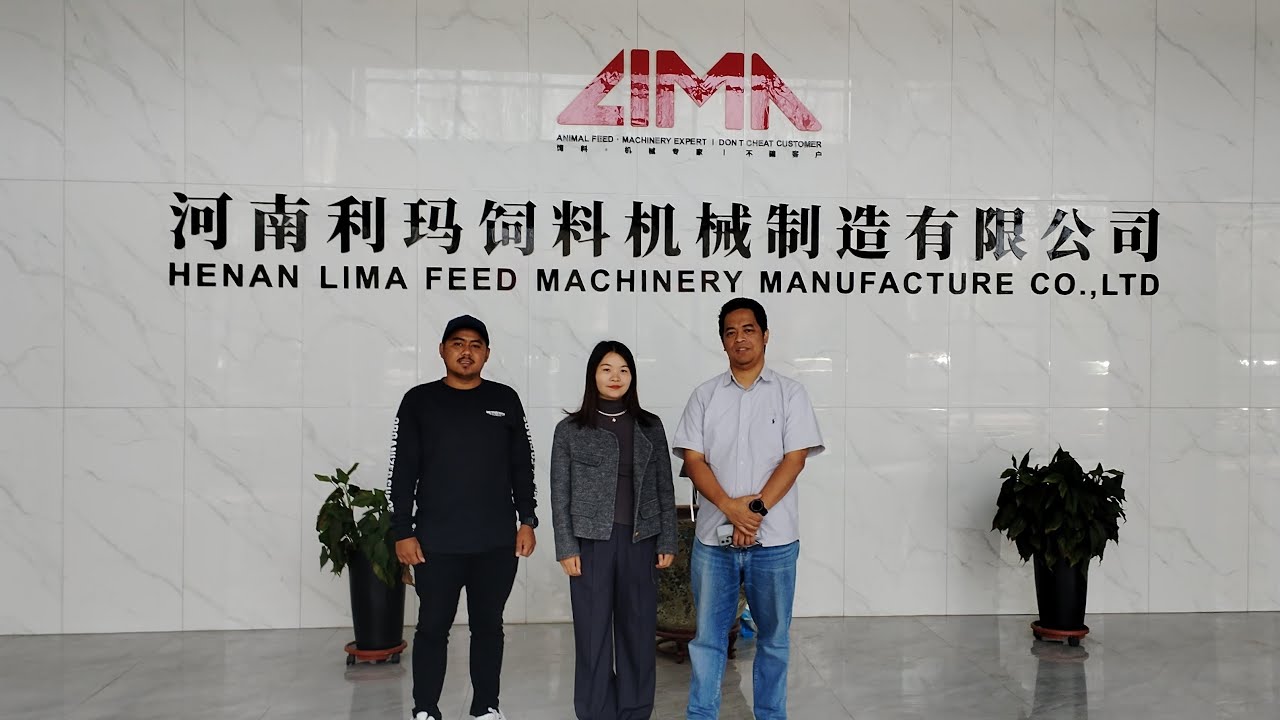 Indonesia customer comes to visit lima feed machinery - YouTube