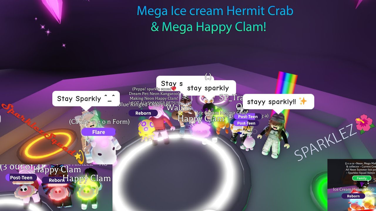 Mega Ice Cream Hermit Crab & Mega Happy Clam! #sparklez #playadoptme # ...