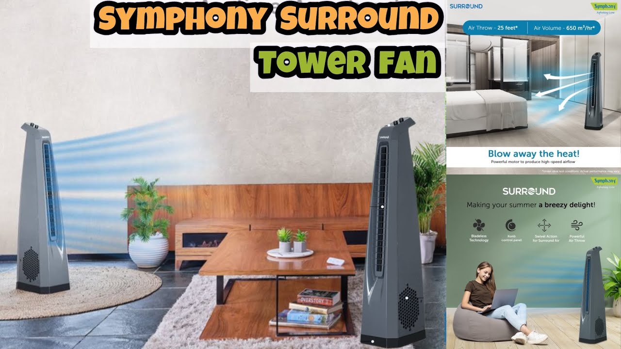 Symphony Surround Bladeless Tower Fan 🍃 || Best Tower Fan #towerfan ...
