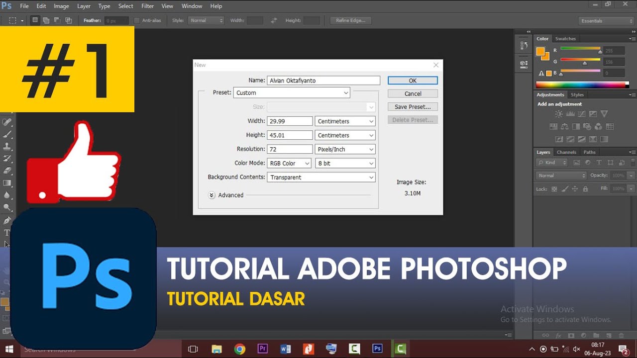 TUTORIAL #1 | LANGKAH AWAL PHOTOSHOP MEMBUAT LEMBAR KERJA BARU (ADOBE ...