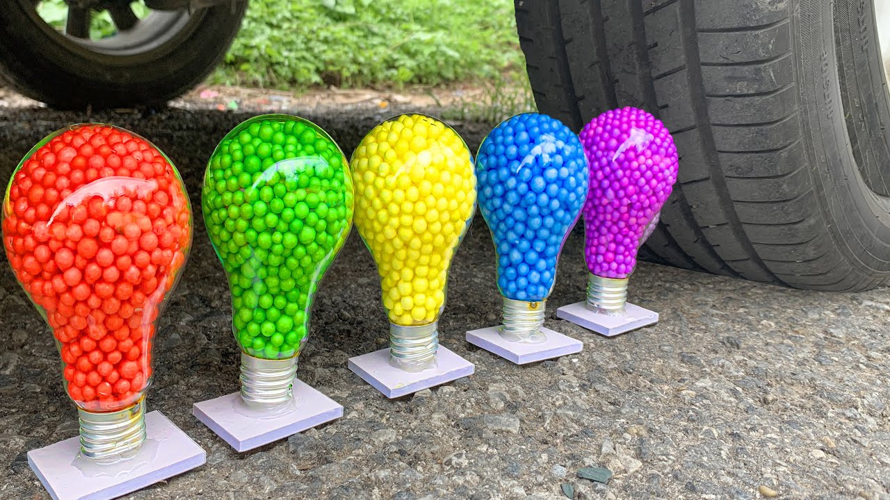 Crushing Crunchy & Soft Things by Car! - EXPERIMENT COLORFUL LIGHTBALL ...