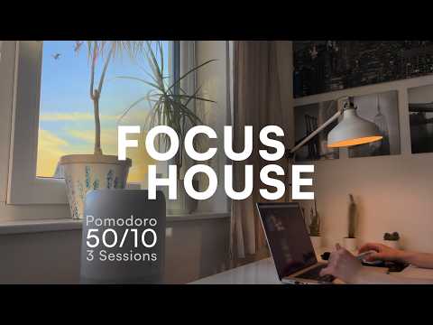 Deep House Focus: Work with Me | 3h Pomodoro 50/10 • Sunset Study • House Mix