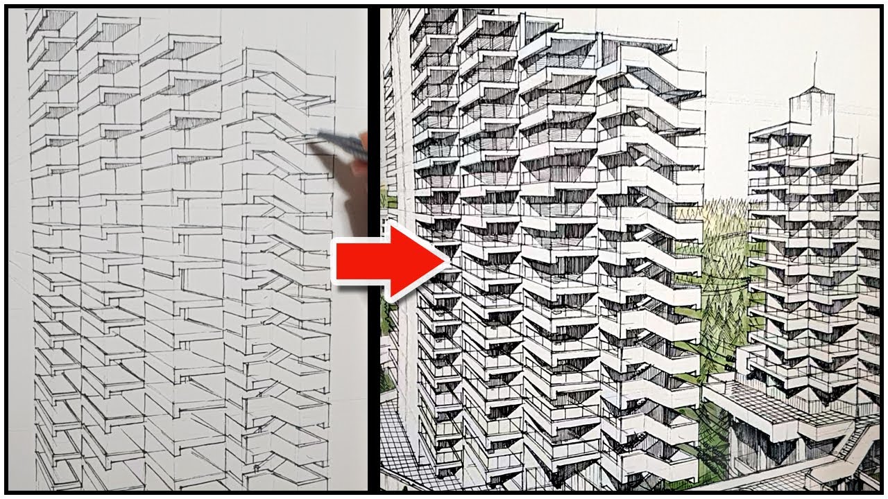 Brutalism Architecture Drawing - YouTube