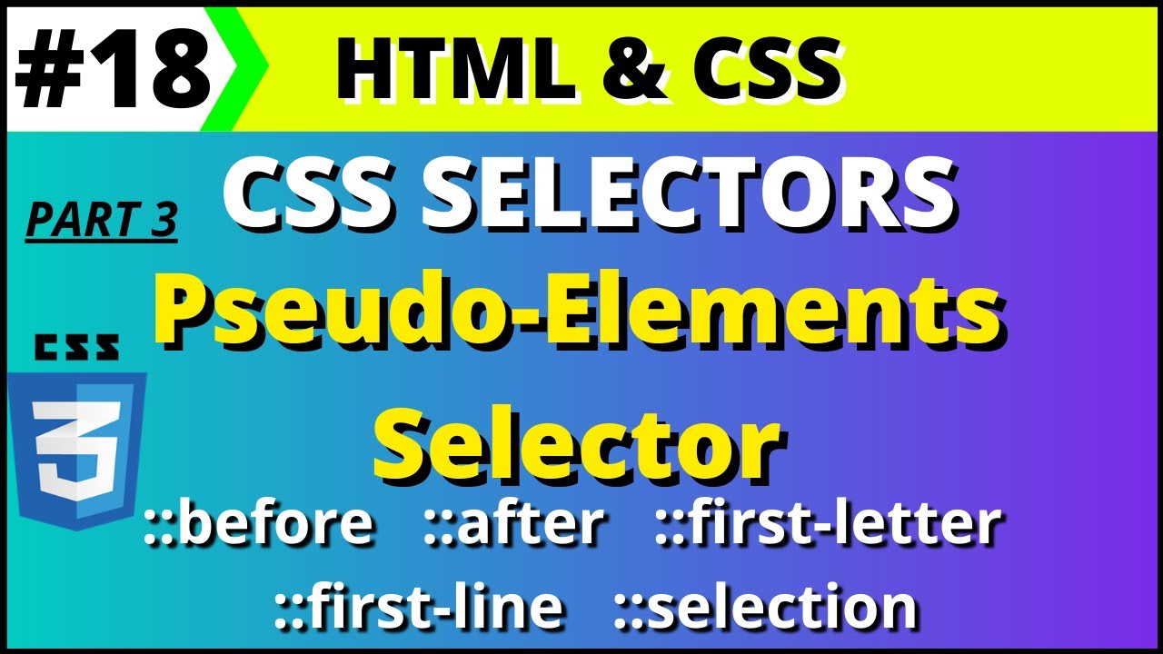 Selectors in CSS | Pseudo Elements Selector - YouTube
