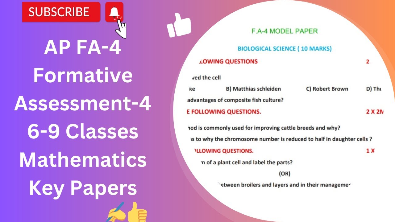 ️💐FA-4 Formative Assessment-4 Febuary -2024 6-9 Classes Mathematics key ...