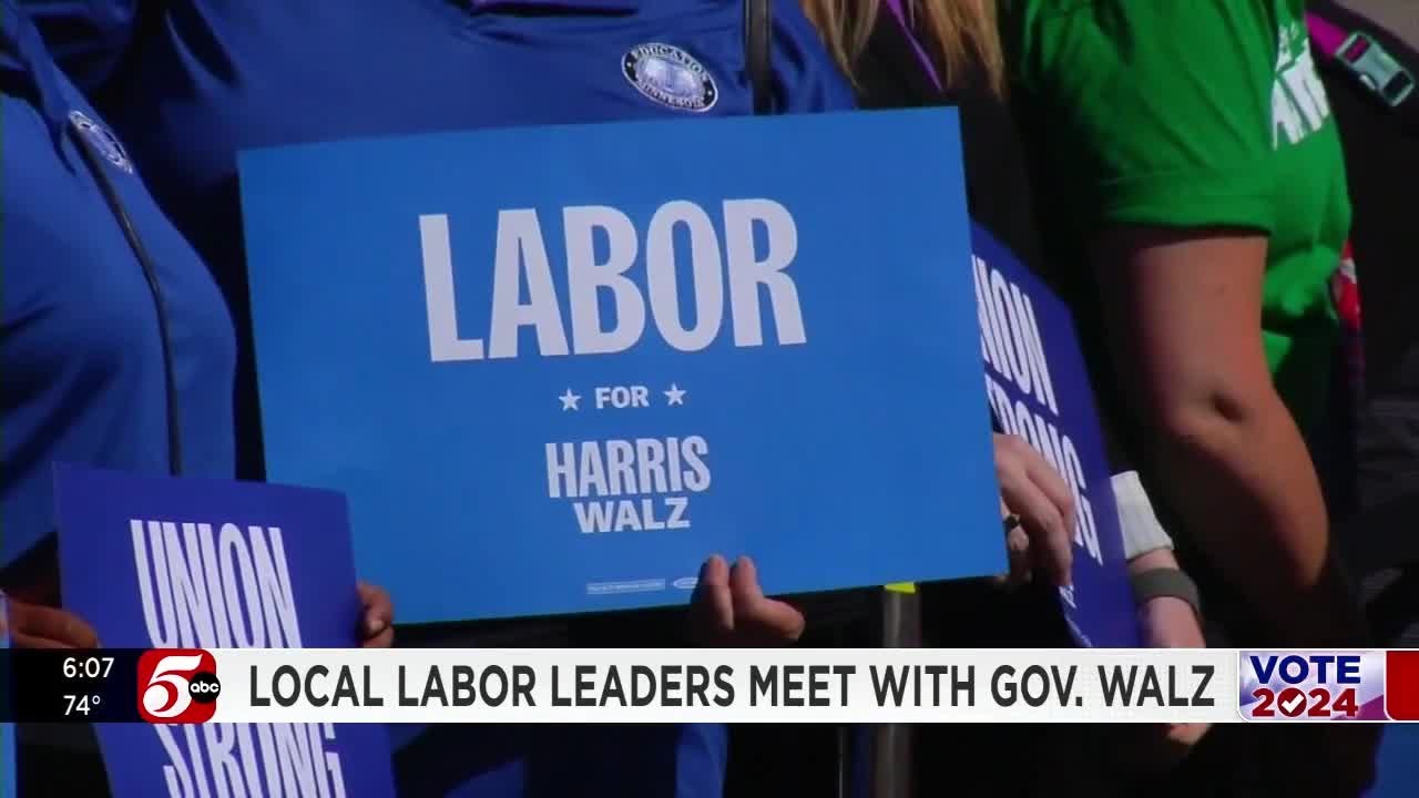 Walz meets with local labor leaders - YouTube