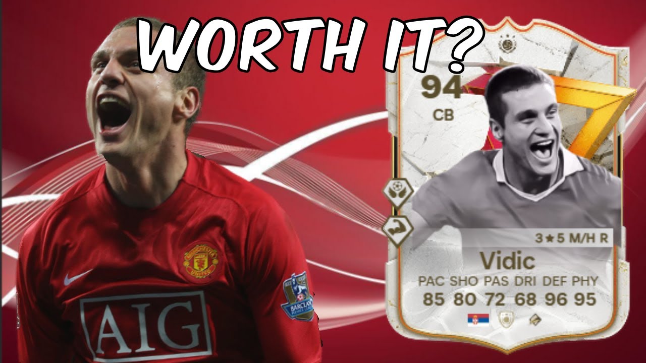 94 Nemanja Vidic Golazo Icon Player Analysis!! || EA FC 24 Ultimate ...