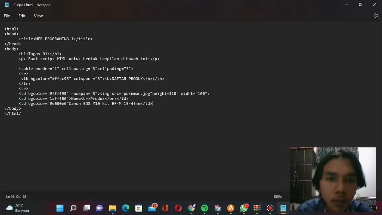WEB PROGRAMING 1 - PERTEMUAN 2 - TUGAS KE 1 - YouTube