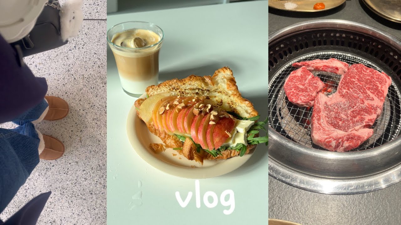 Cc Vlogㅣ직장인브이로그ㅣ집밥일기당근라페샌드위치김치우동전골 제육볶음 브리애플샌드위치ㅣ연말모임 한우맛집 육목원ㅣ