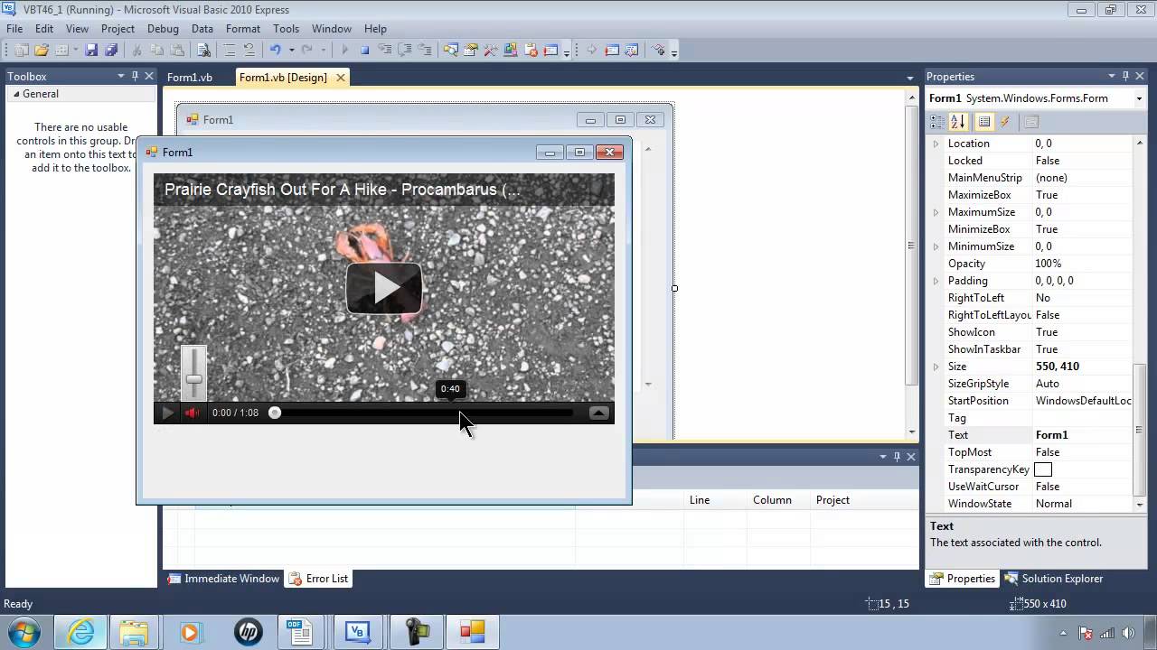 Visual Basic 2010 Express Tutorial 46 Playing YouTube Videos With WebBrowser And Parameters ...