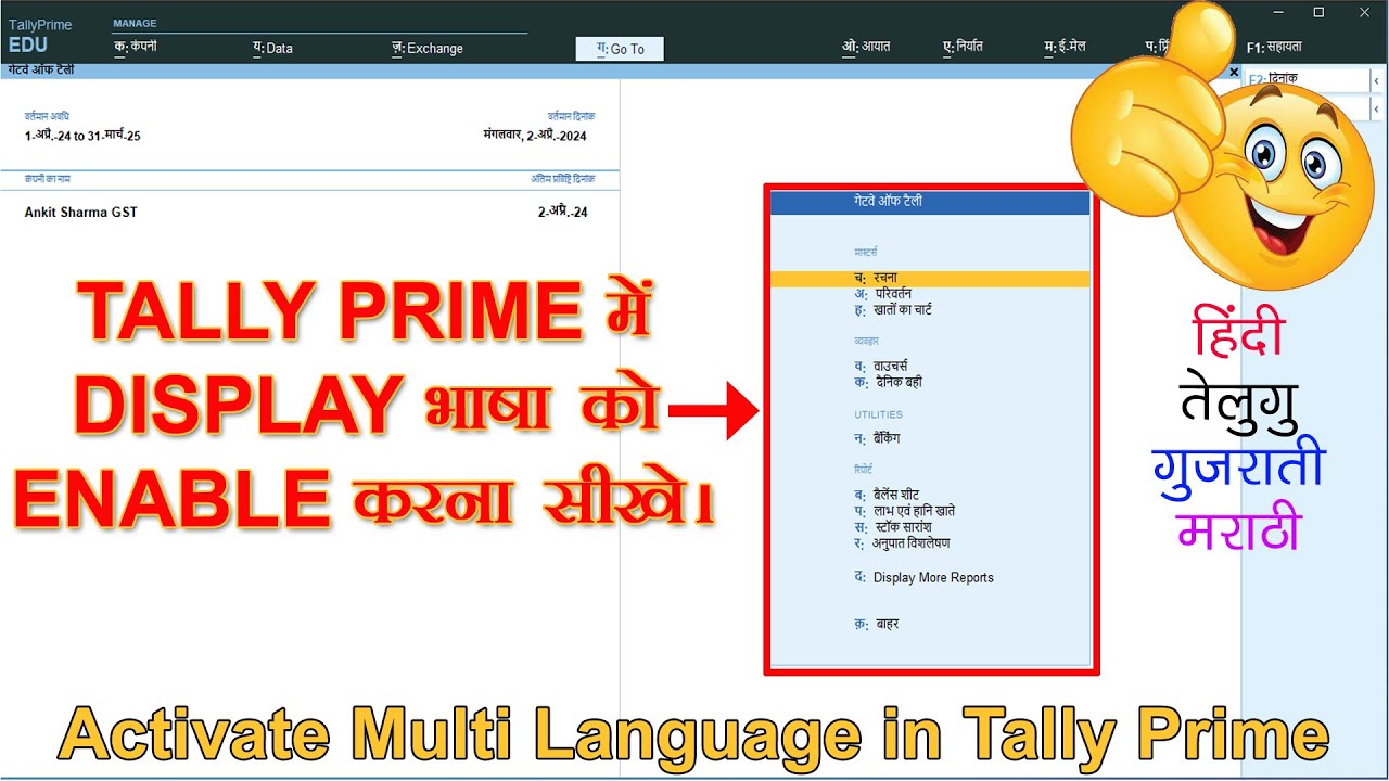 How to Activate Display Language in Tally Prime || Enable Multi ...